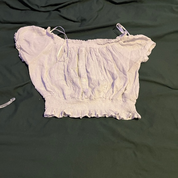 Tops | White Scrunched Crop Top | Poshmark